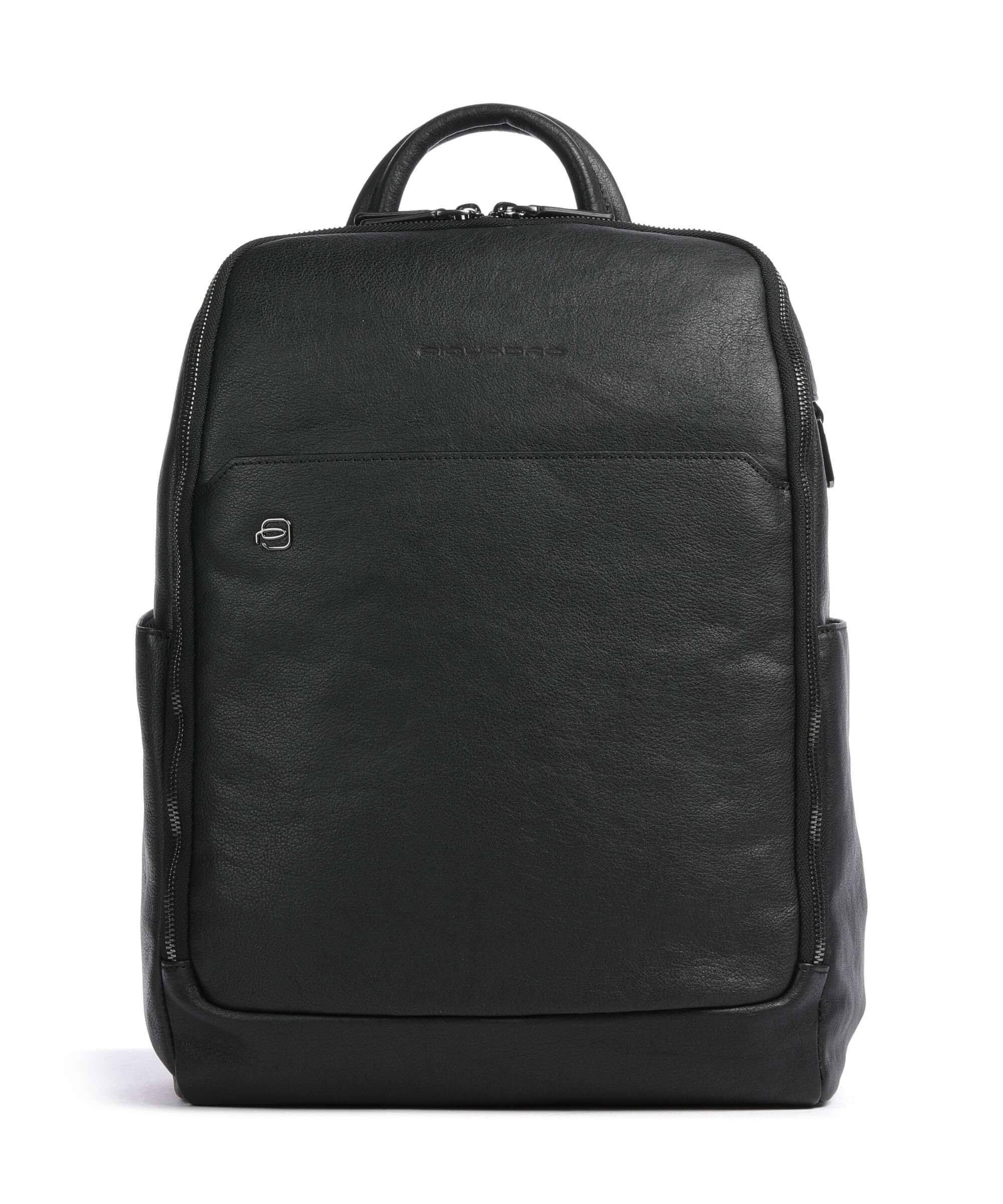 Piquadro Black Square Backpack 14″ fine grain cow leather nero ...