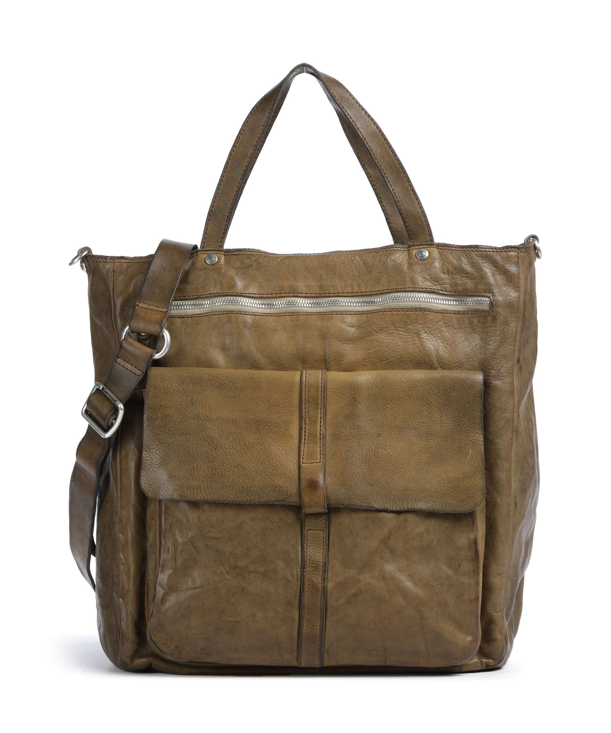 Campomaggi Tote bag grained cow leather verde militare ...