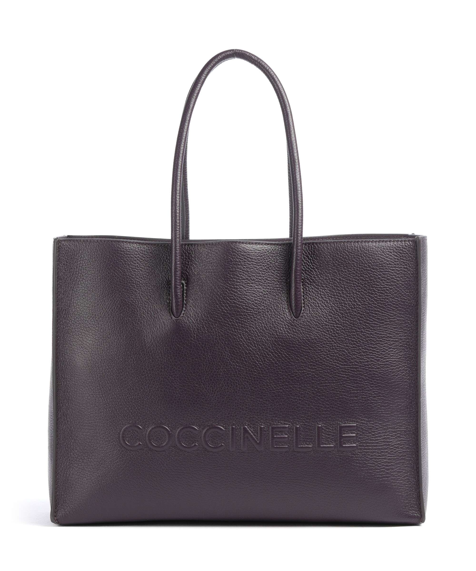 Coccinelle Myrtha Maxi Logo Tote bag grained leather prune ...