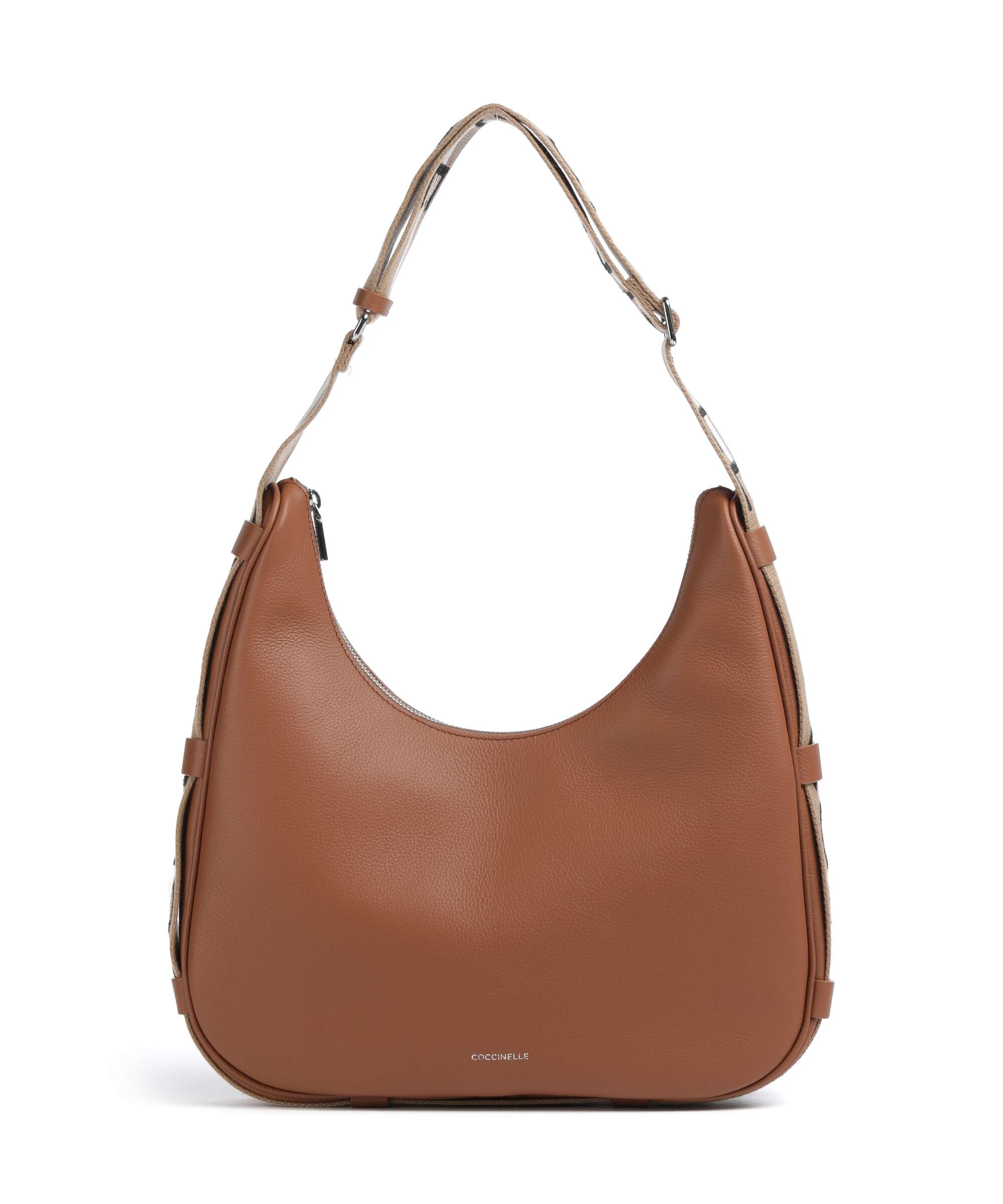 Coccinelle Raquel Hobo bag grained cow leather cognac/noir ...